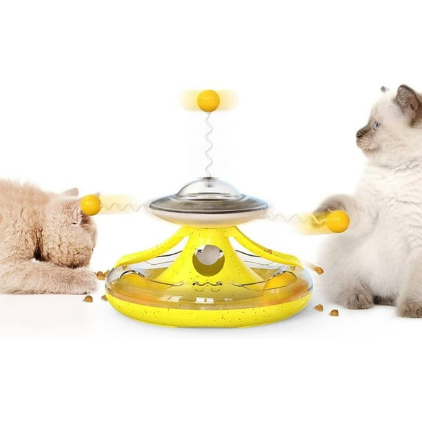 Cat Turntable Toys Interactive Cat Fun Toys for Indoor Cats Cat Feather ...