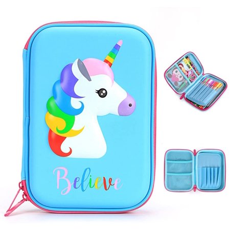 Cute Unicorn Hard Shell Pencil Case- Large EVA Colored Pen Holder Box ...