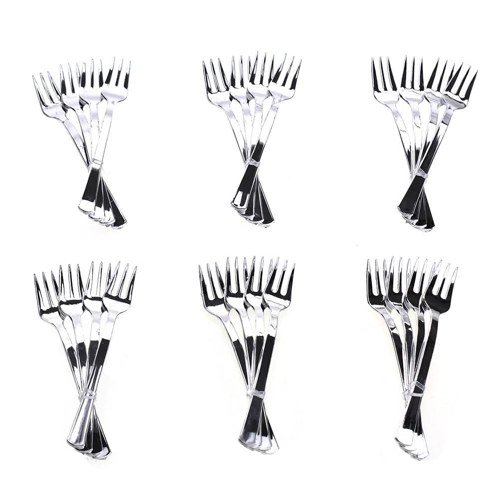 Disposable Party Cocktail Forks, Silver, 4-Inch, 24-Count - Walmart.com
