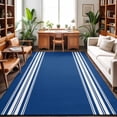 5x8 Blue Striped Area Rug for Living Room, Washable Non Slip Low Pile ...