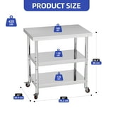 ModFusion 3-Tier Stainless Steel Work Table 36"x24" with Wheels, Hooks ...