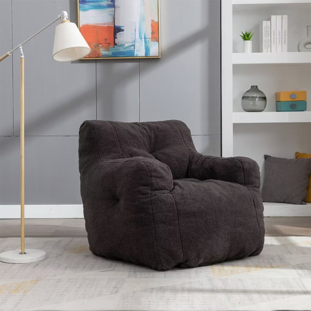 Modern Bean Bag Chairs, Lazy Bean Bag Sofa with Teddy Fabric and Arms ...