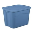 Sterilite 18 Gallon Plastic Storage Bin with Snap on Lid, Light Blue ...
