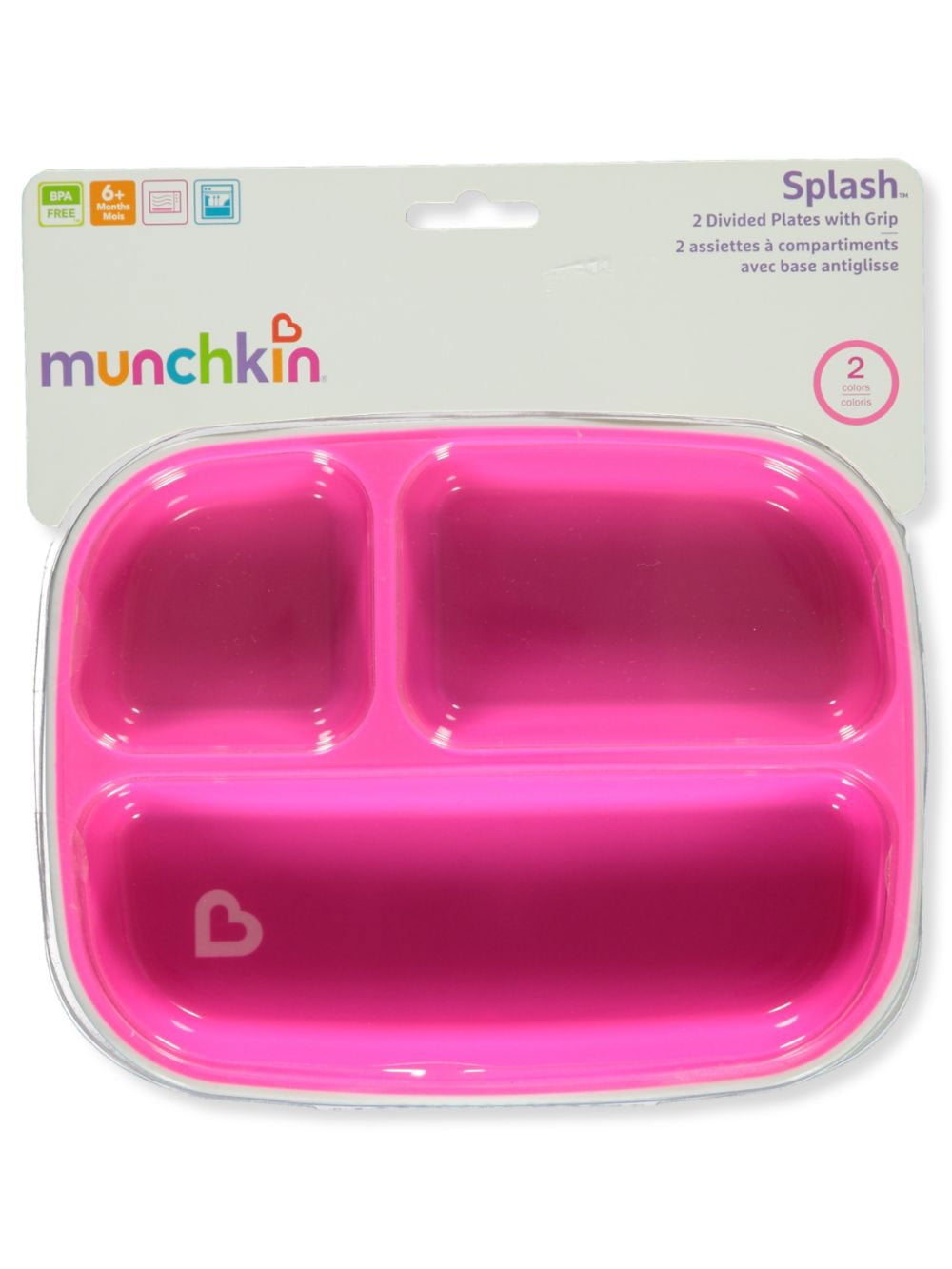 Munchkin Splash 2-Pack Divided Plates with Grip - multi, one size ...