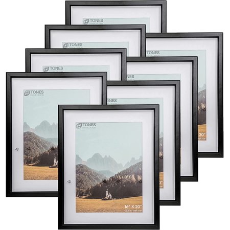 AmPm 16x20 Photo Picture Frame, Black Wood Frame, 2-Pack, with 12x16 ...