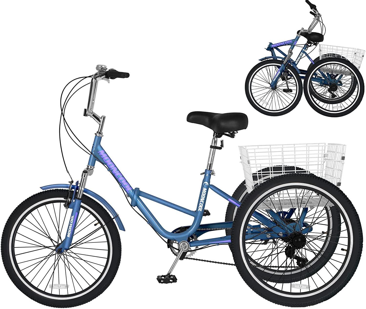 ABORON Adult Folding Tricycles, 7 Speed Folding Adult Trikes, 26 Inch 3 ...