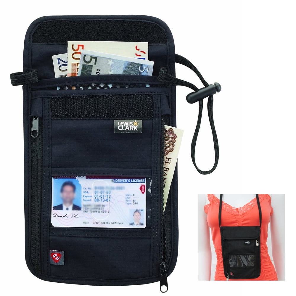 RFID Passport Holder Neck Stash Travel Pouch Id Wallet Bag Lewis N ...