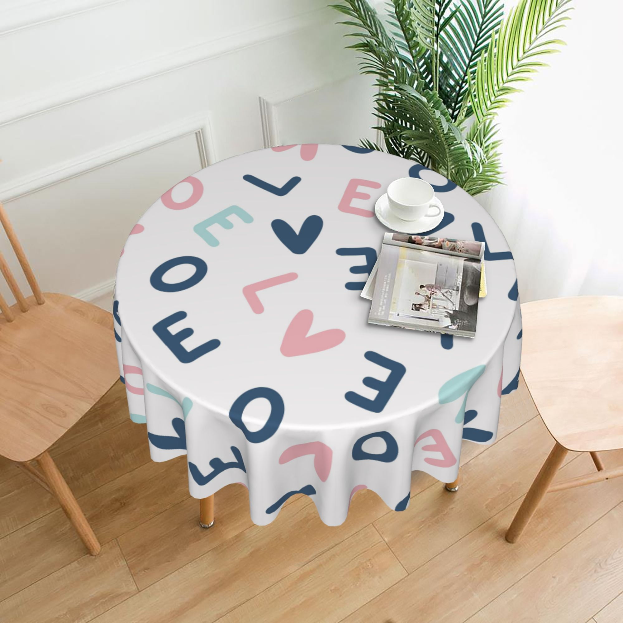 ZICANCN Round Table Cloths 60 Inch, Love Letters Background Table Cover ...