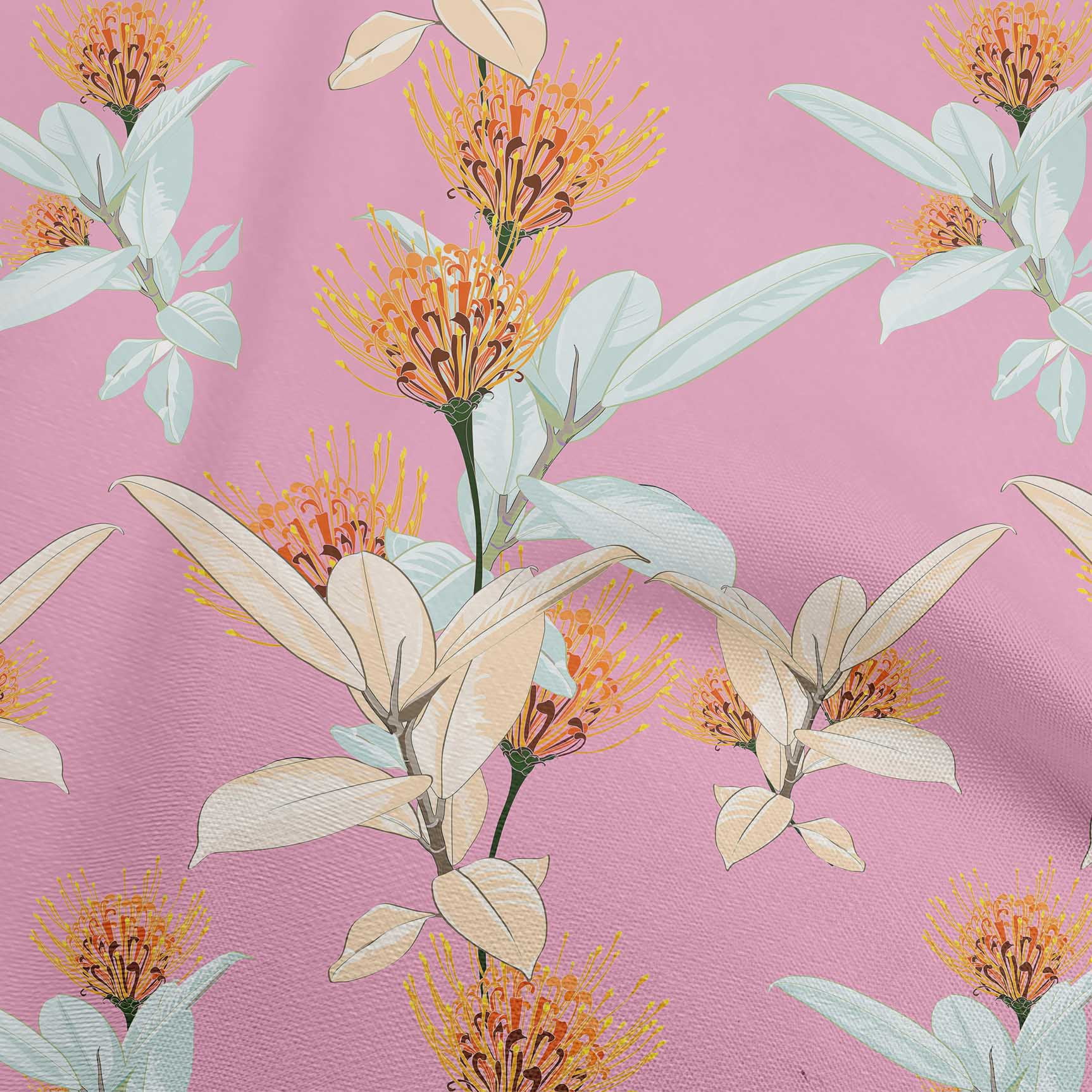 oneOone Cotton Poplin Rose Pink Fabric Florals Sewing Material Print ...