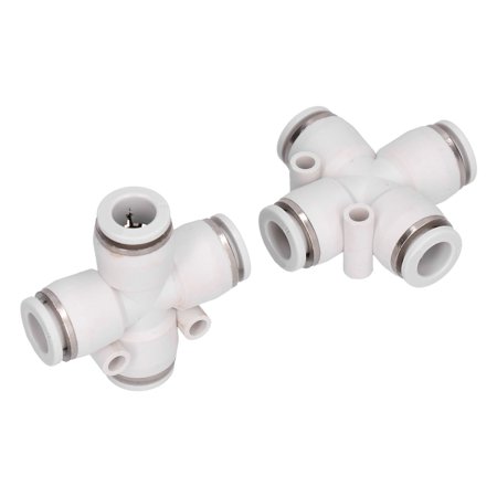 Herwey 20Pcs Pneumatic Quick Connector 4 Way Cross Air Hose Nickel ...