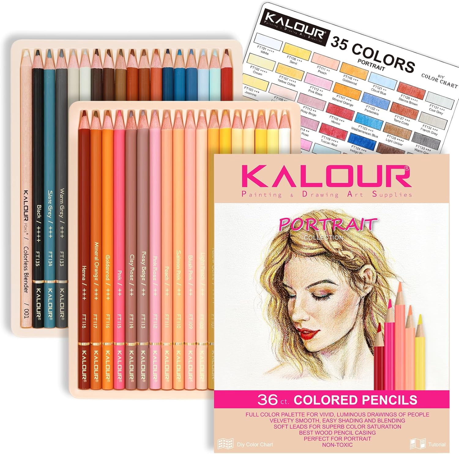 baomifa-36 Skin Tones Colored Pencils Portrait Set Oil Based Pre ...
