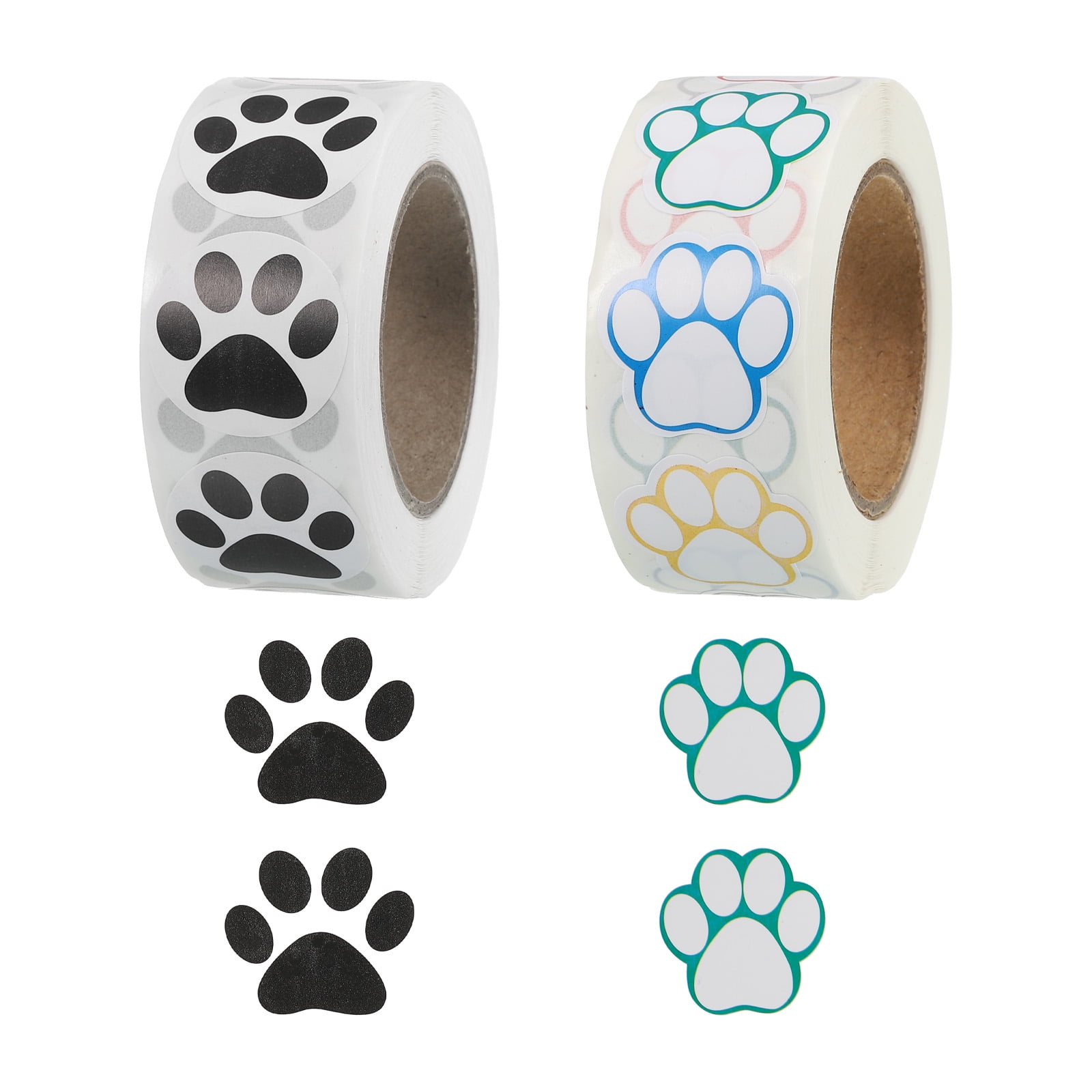 Uxcell Paw Prints Stickers 1 Inch 2 Roll Adhesive Dog Paw Prints Labels ...
