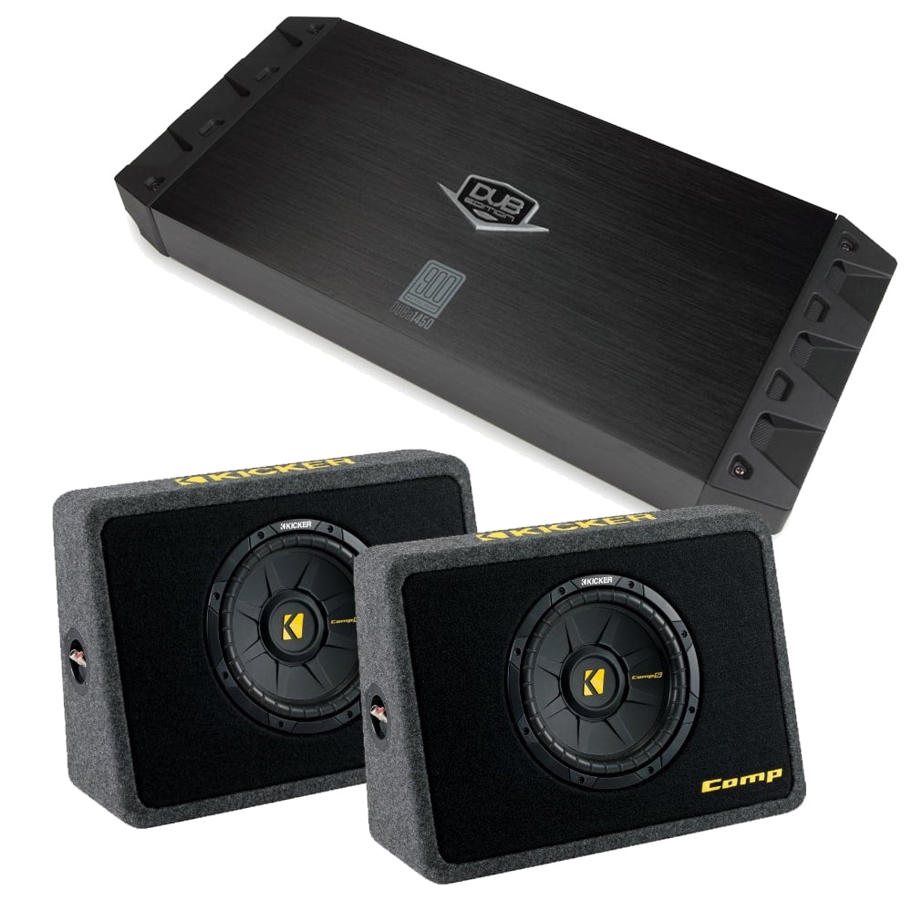 (2) Kicker40TCWS104 Truck Subwoofer Boxes, Crunch PX2000.1D 2000 Watt ...