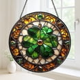 Botanical Shamrock Leaf Stained Glass Style Suncatcher Panel, Green ...