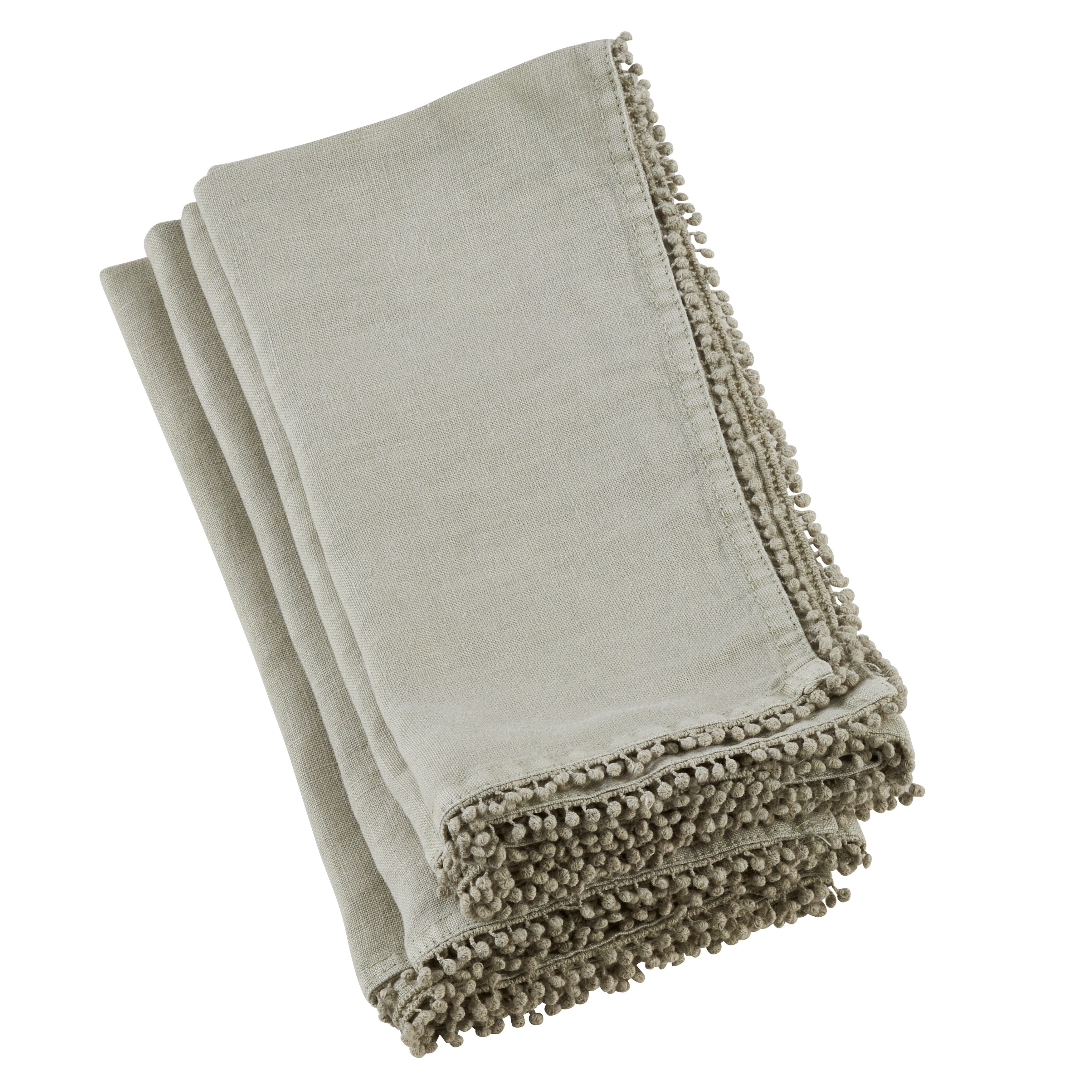 Saro Lifestyle Pompom Design Table Napkins with 100% Linen (Set of 4 ...