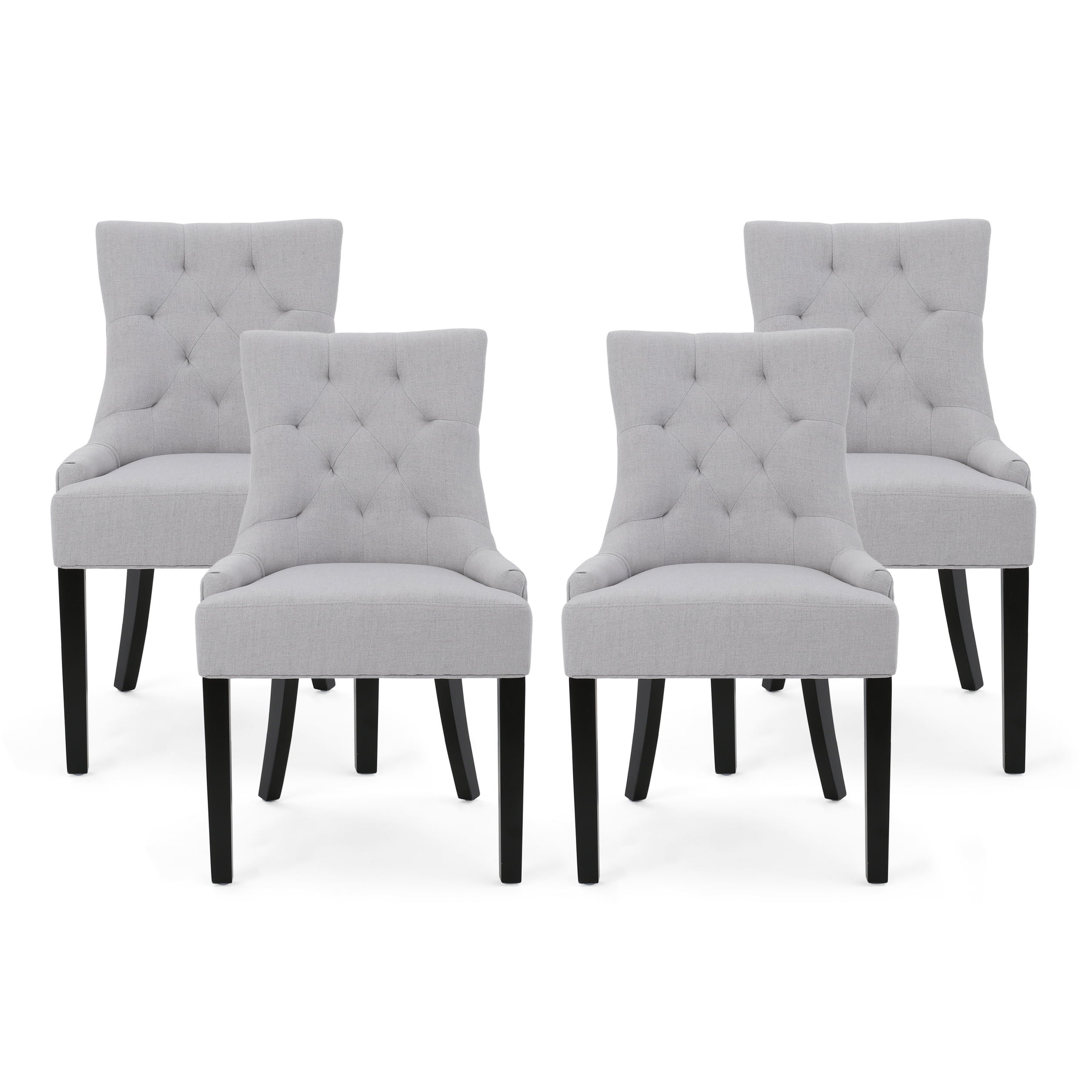 Noble House Tyler Indoor Fabric Dining Chairs, Set of 4, Light Gray ...