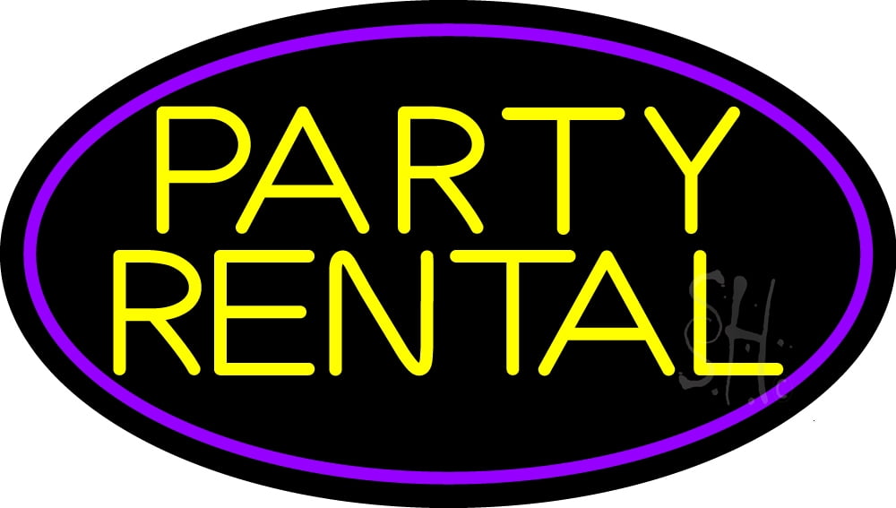 Party Rental 2 LED Neon Sign 20 x 37 - inches, Black Square Cut Acrylic ...