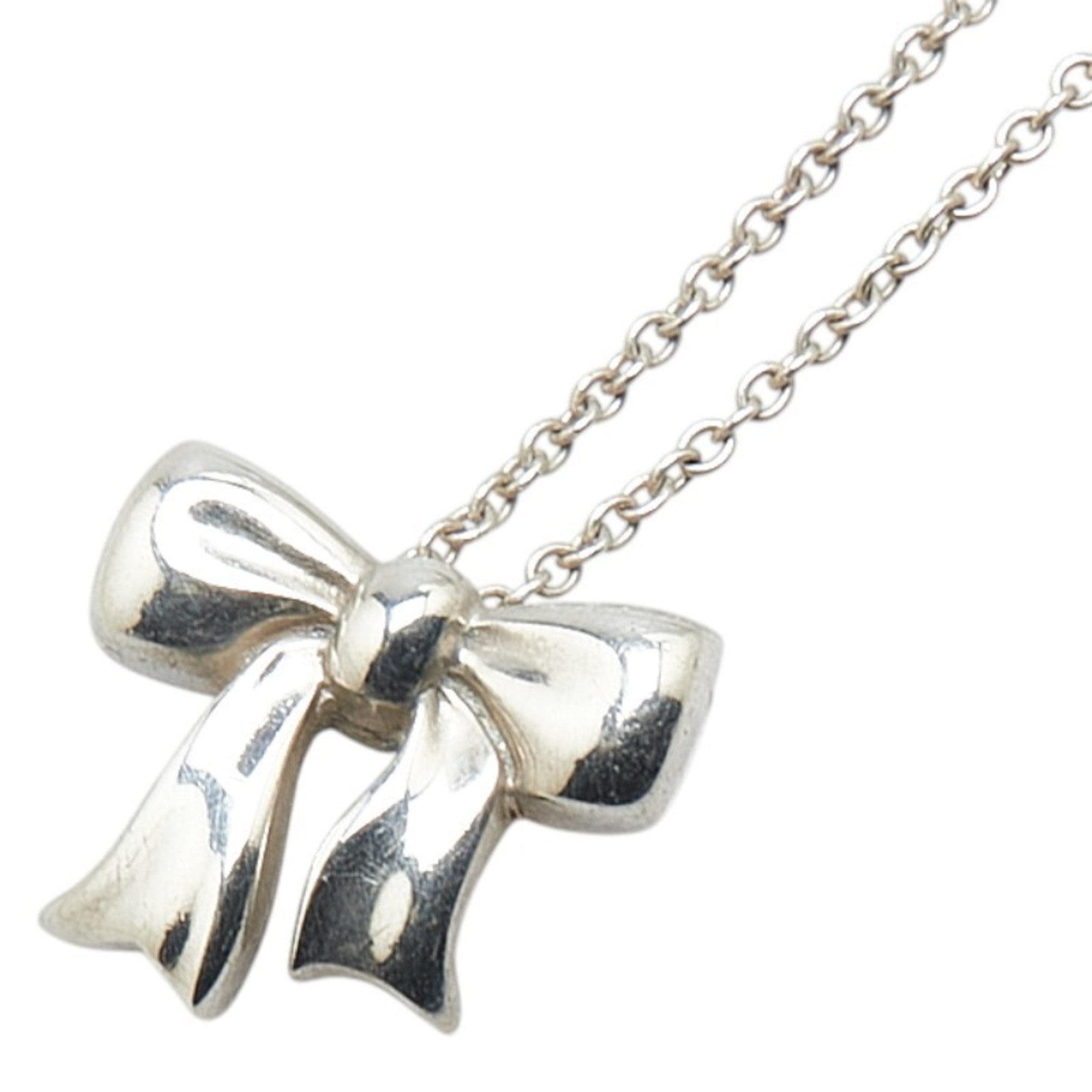 Pre-Owned Tiffany ribbon necklace SV925 silver for women TIFFANY&Co ...