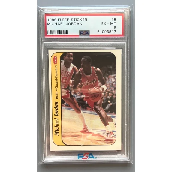Fleer 1986 Michael Jordan Sticker Rookie Year PSA 6 EX - MT - Walmart.com