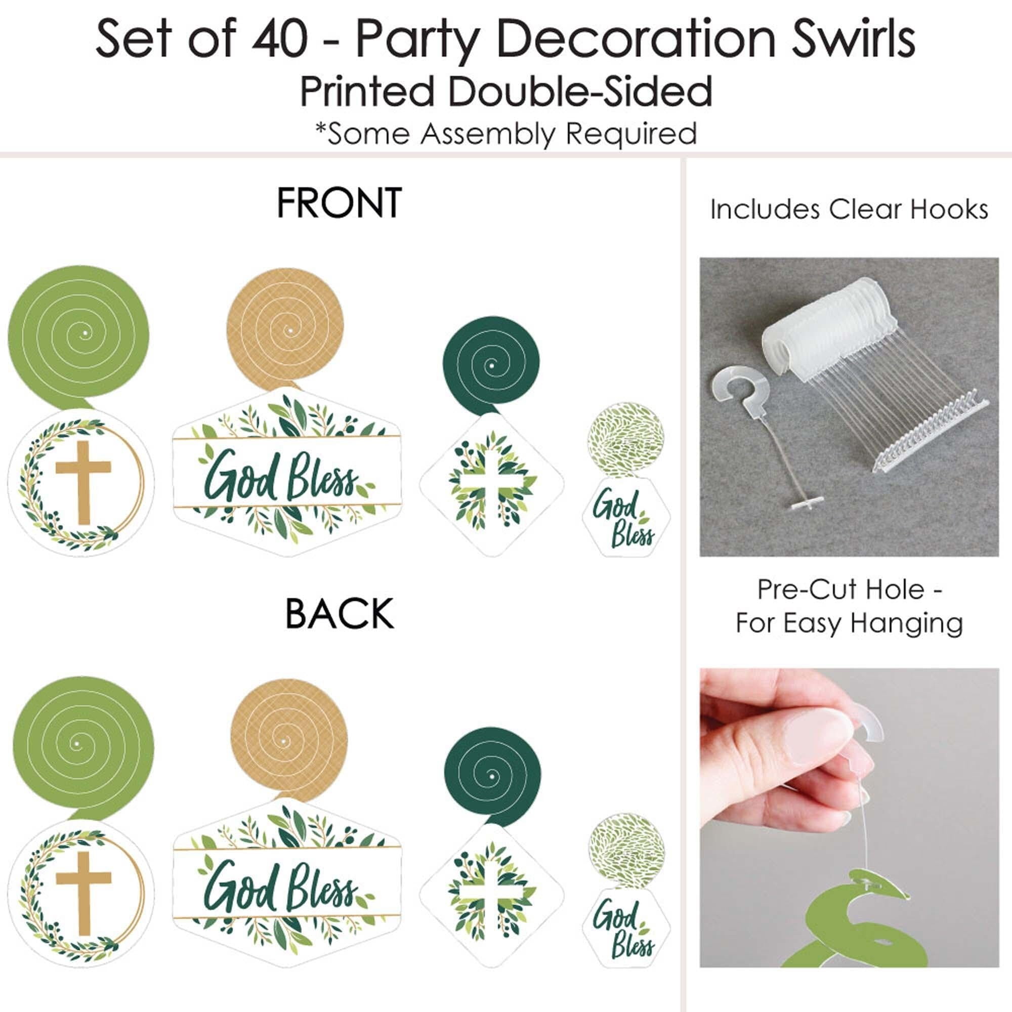 Religious Party Decoration Swirls Blue Elegant Cross Party Swirl ...