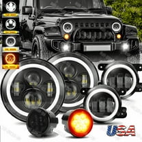 7 Inch LED Halo Headlights with Turn Signal Amber White DRL Compatible ...