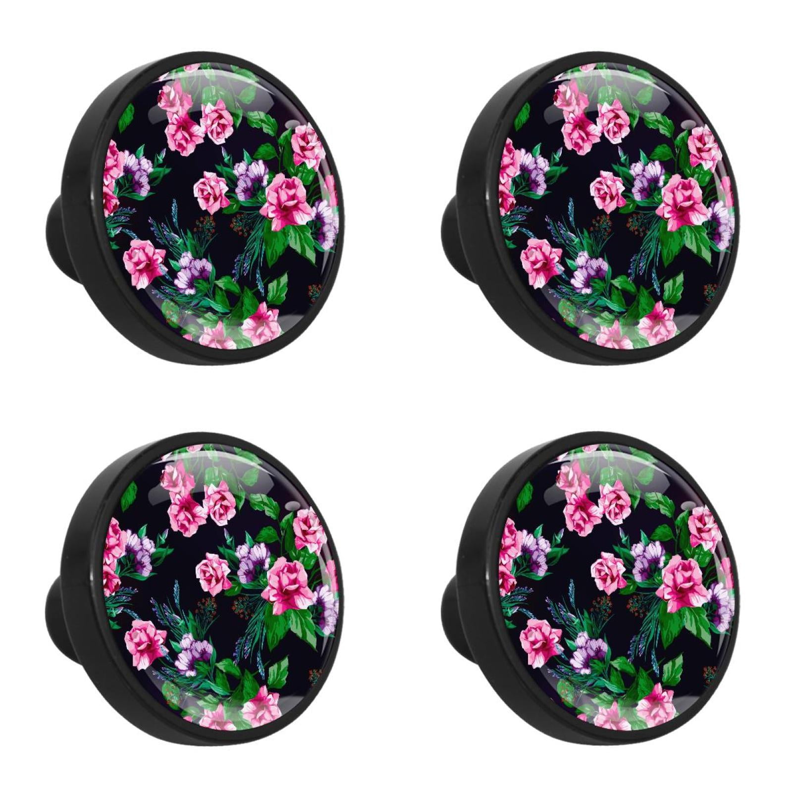 4 Pcs Retro Flowers Floral Knobs for Kitchen Cabinet Cupboard Dresser ...