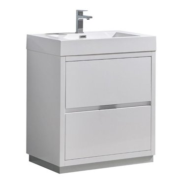 "Fresca Coda 14"" White Modern Space-Saver Corner Bathroom Vanity with ...