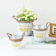 3 Pcs 1982 Vintage Round Rope Portable Iron Flower Bucket Flowerpot Set ...