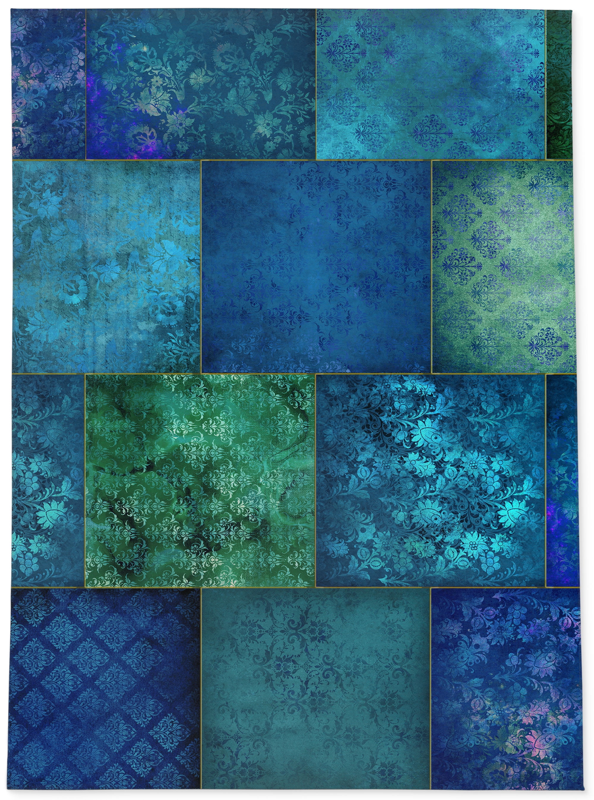 ECLECTIC BOHEMIAN PATCHWORK BLUE AND GREEN Outdoor Rug By Kavka Designs ...