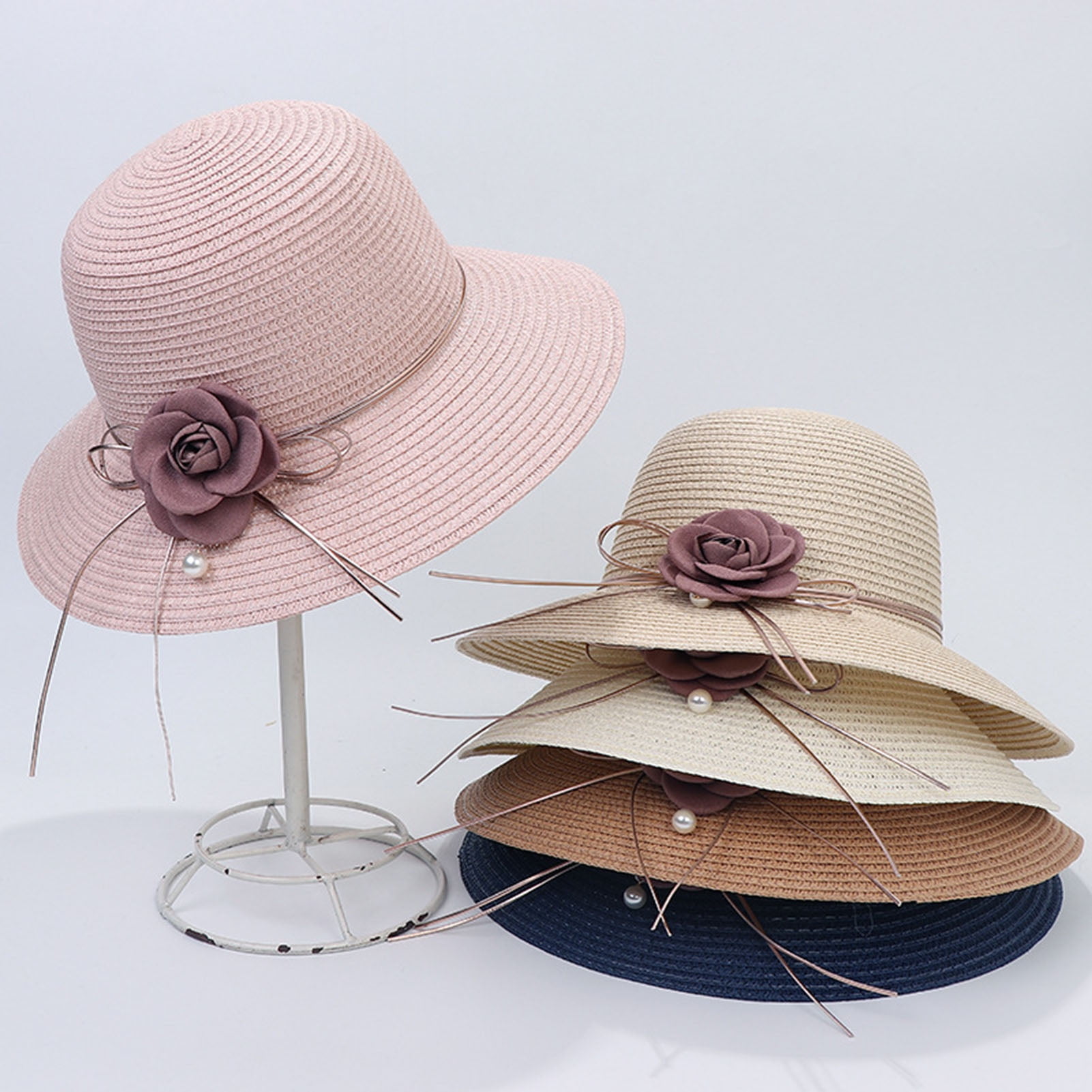 Women's Wide Brim Sun Protection Straw Hat,Summer UV Protection Beach ...