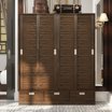 Hitow Large Armoire Wardrobe with Shutter Door, 5 Drawers, Hanging Rod ...
