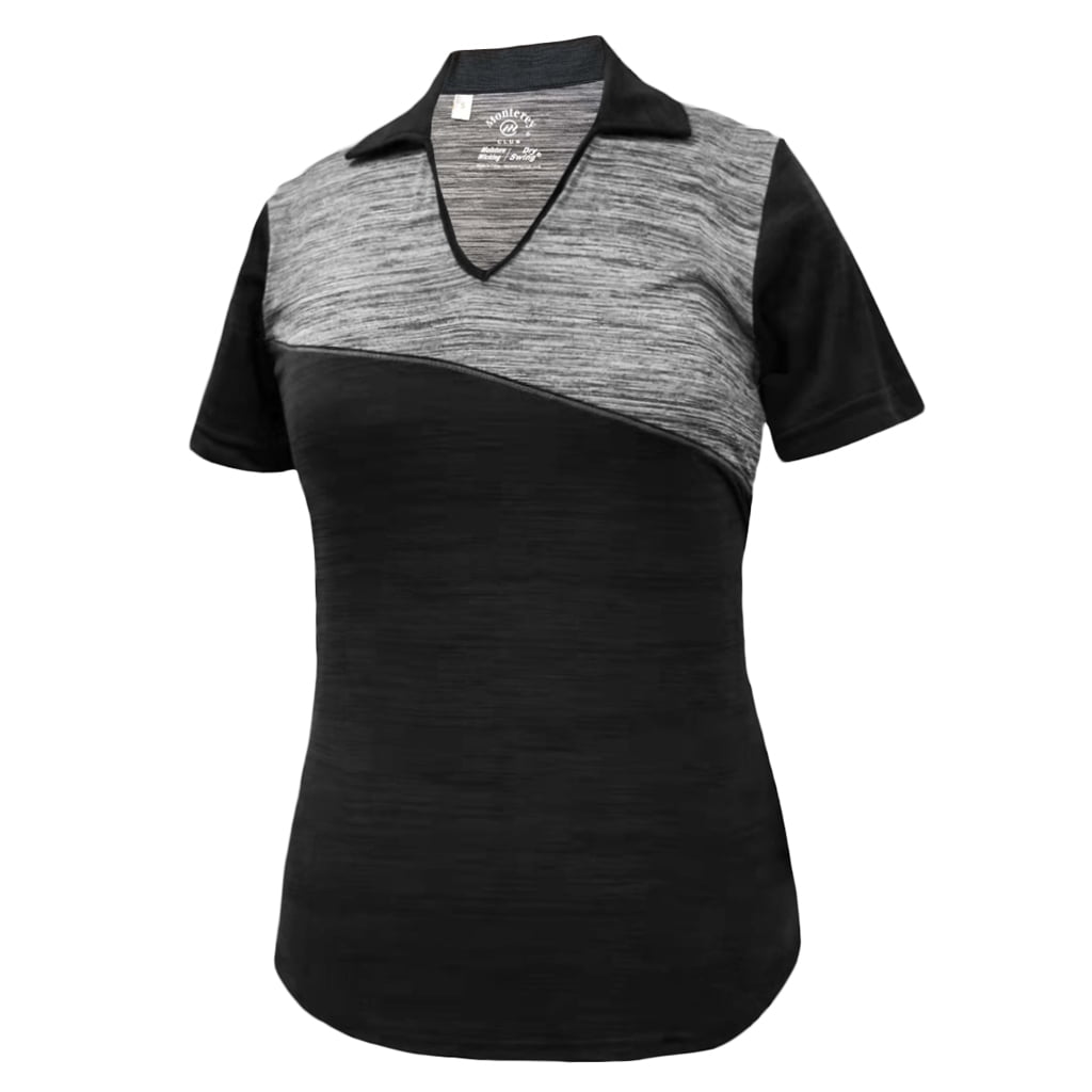 Monterey Club Women's Melange Flash Colorblock Golf Polo Shirt #2476 ...