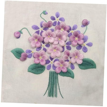 Dyfrio 3D Pansy Flower Stumpwork Crafts DIY Embroidery Starter Kit with ...