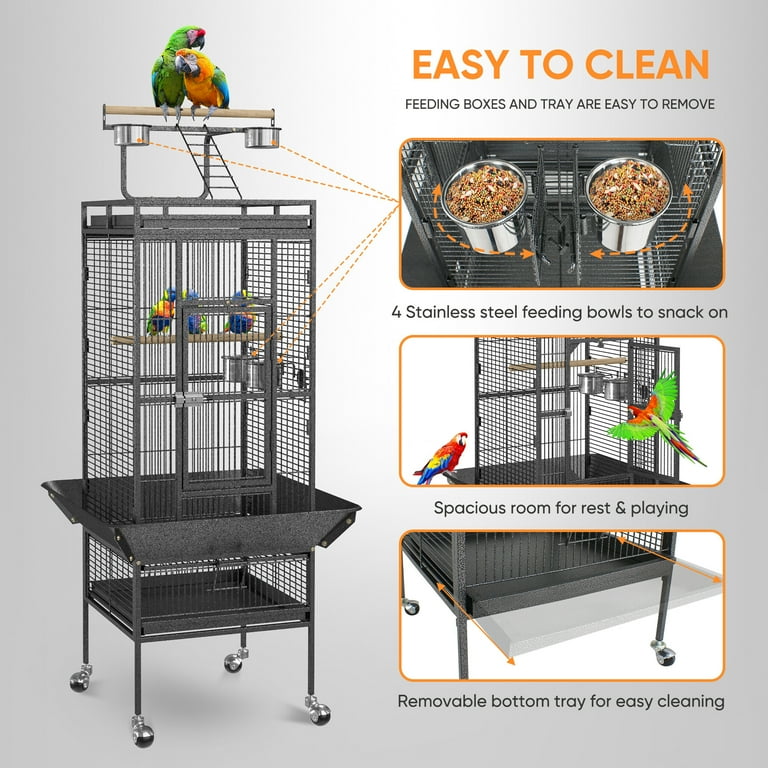 HomGarden Tall 61-in Rolling Parakeets Bird Cage with Play HomGarden Tall 61-in Rolling Parakeets Bird Cage with Play