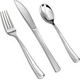 300 Count] Disposable Silverware, Silver Combo Cutlery - 100 Forks, 100 ...