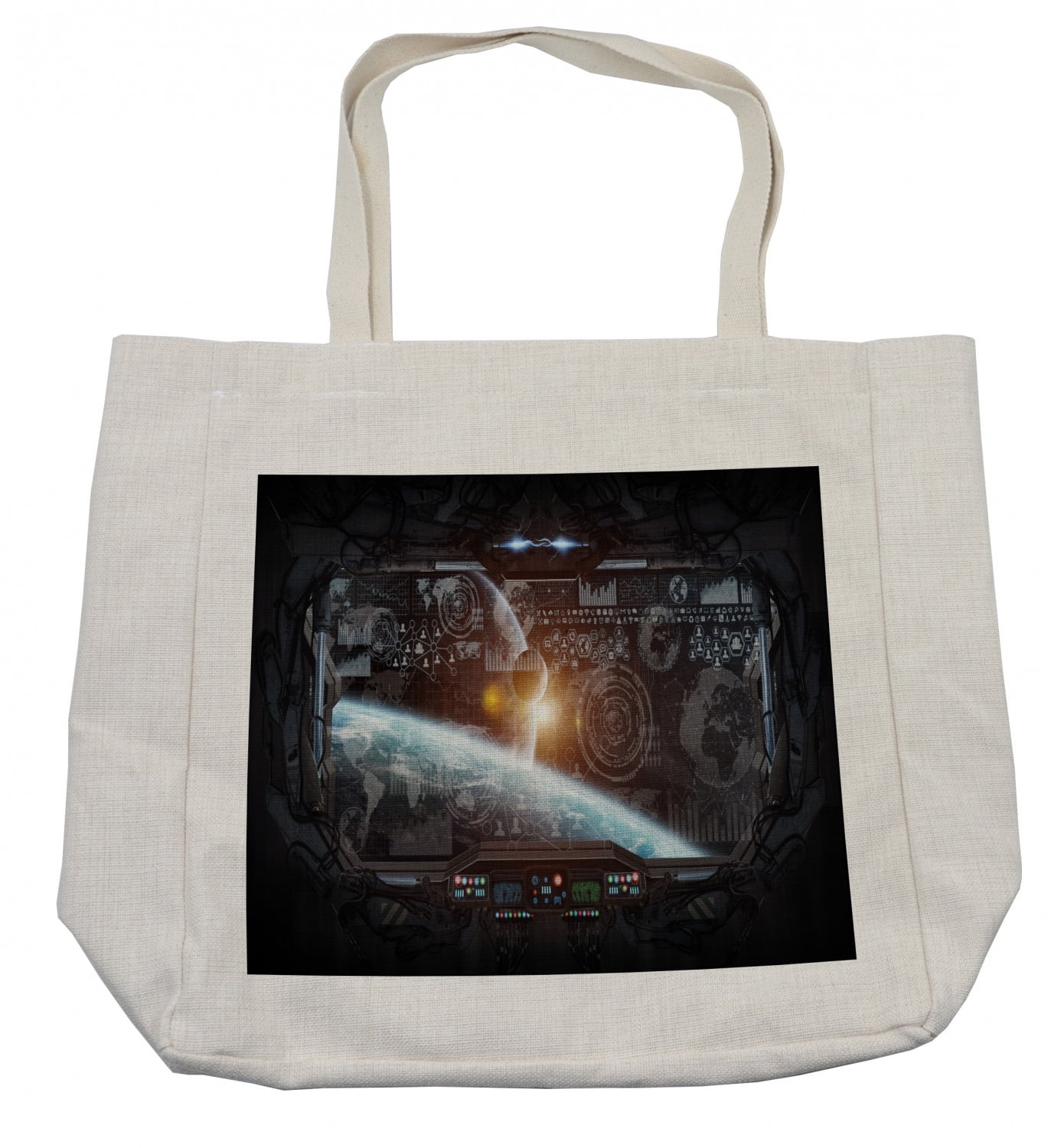 Outer Space Shopping Bag, Control Panel of Cockpit Screen in the ...