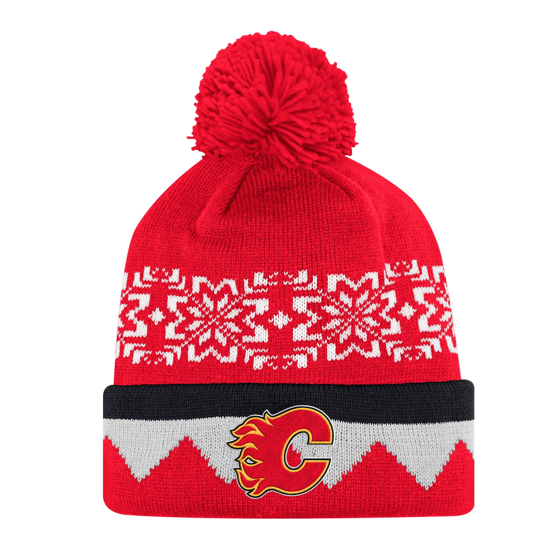 Calgary Flames Adidas NHL Snowflake Cuffed Pom Knit Hat | Walmart Canada