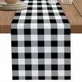 Black White Buffalo Check Table Runner 13x90in Non-Slip Cotton Linen ...