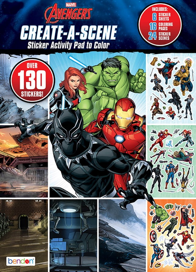 Marvel Avengers Create A Scene Sticker Book, 32 Pages and 6 Sticker ...