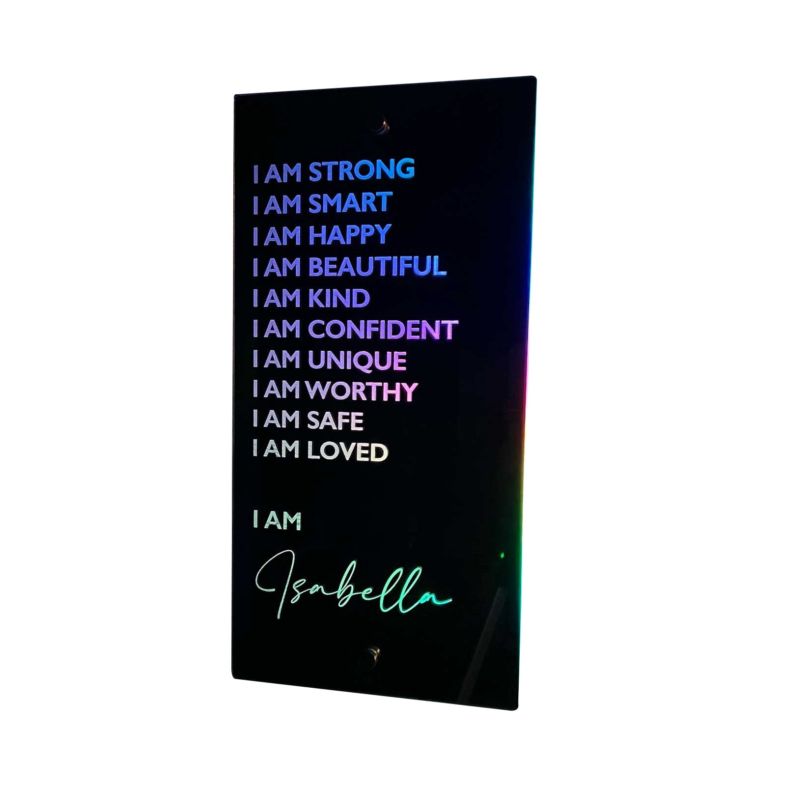 Affirmation Mirror Positive Name LED Affirmation Mirror Light I AM ...