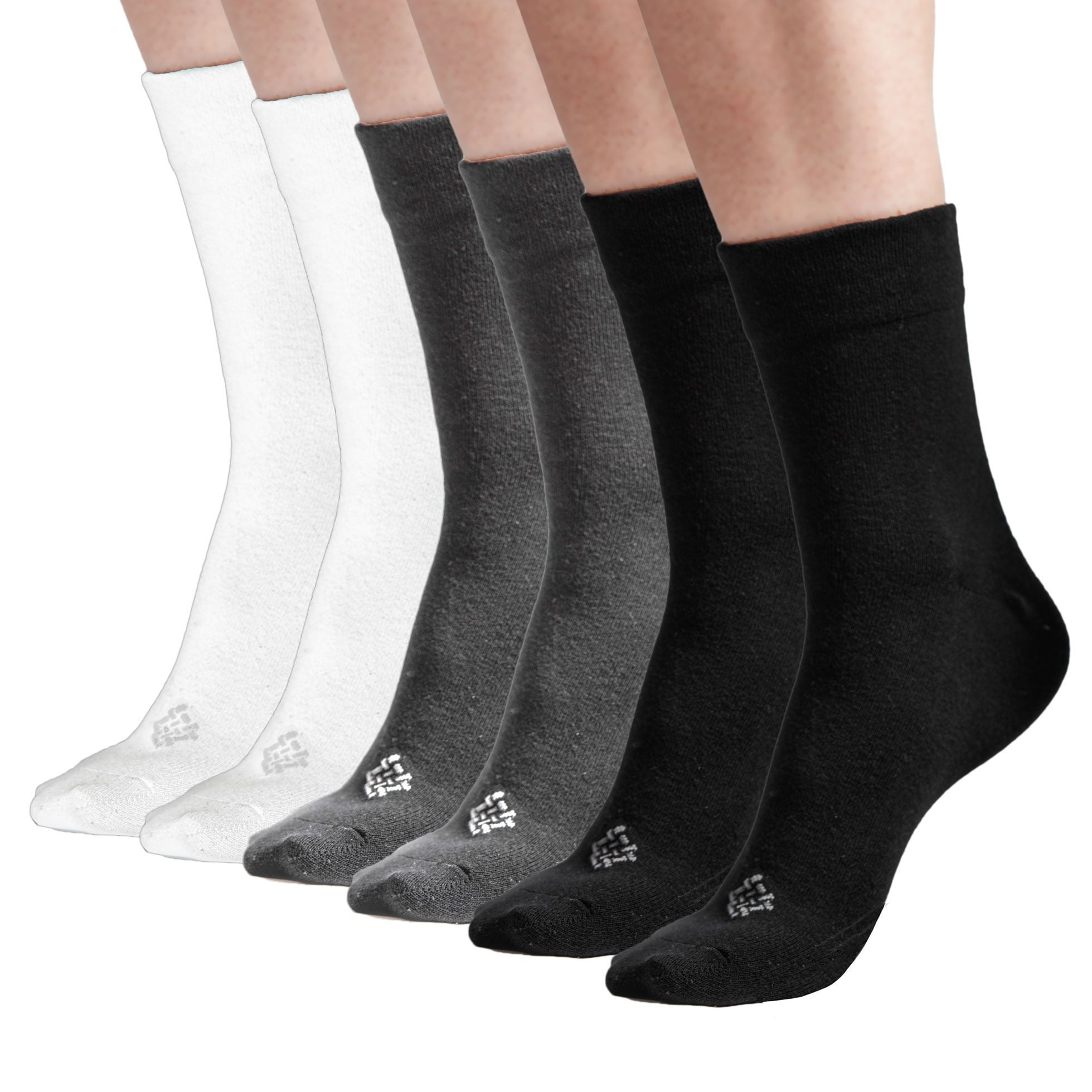 Sheebo 6 Pairs Womens Cotton Ankle Crew Socks, Unisex, 3 Colors, Sizes ...
