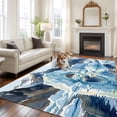 Arctic Sea Area Rug 5x7 Washable Rug Non Slip Coastal Light Blue ...