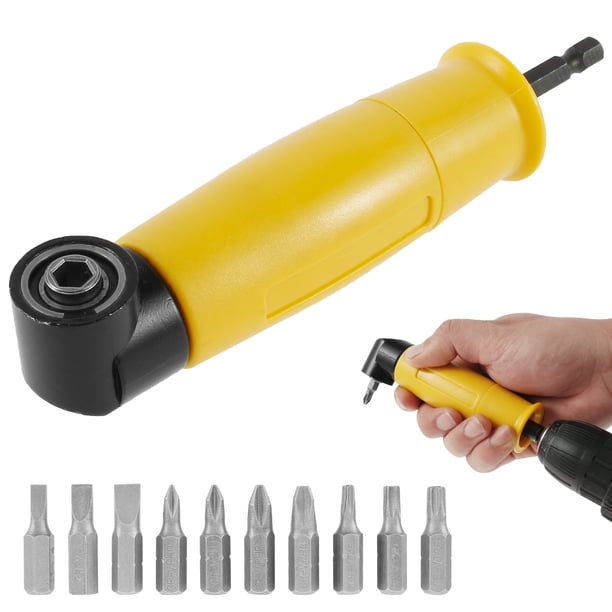 Right Angle Attachment with 10 Bits Metal 90° Drill Bit Corner Adapter ...