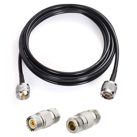 N Male to PL259 RF Coaxial Coax Cable 10ft + 2pcs Adapter Kit, N-Type ...