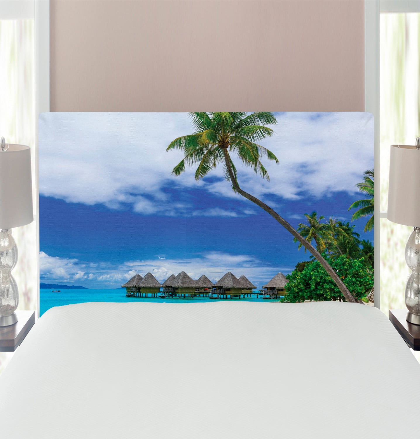 Tropical Headboard, Water Bungalows of Tropical Resort Bora Bora Island ...