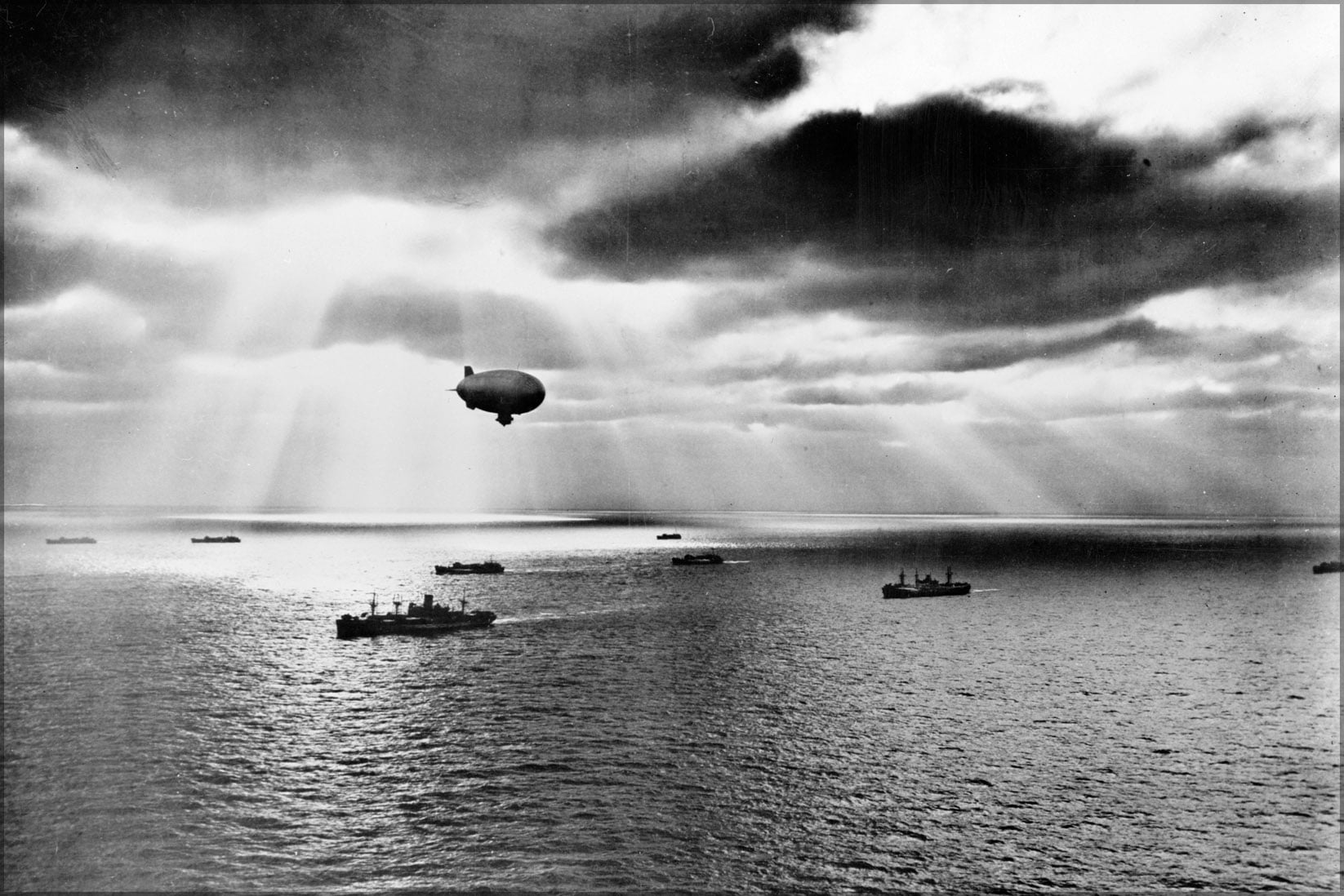 24"x36" Gallery Poster, USN blimp over Atlantic convoy 1943 - Walmart.com