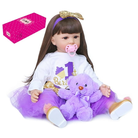 Decdeal Dolls 24 inch Realistic Baby Silicone Vinyl & Cotton Body ...