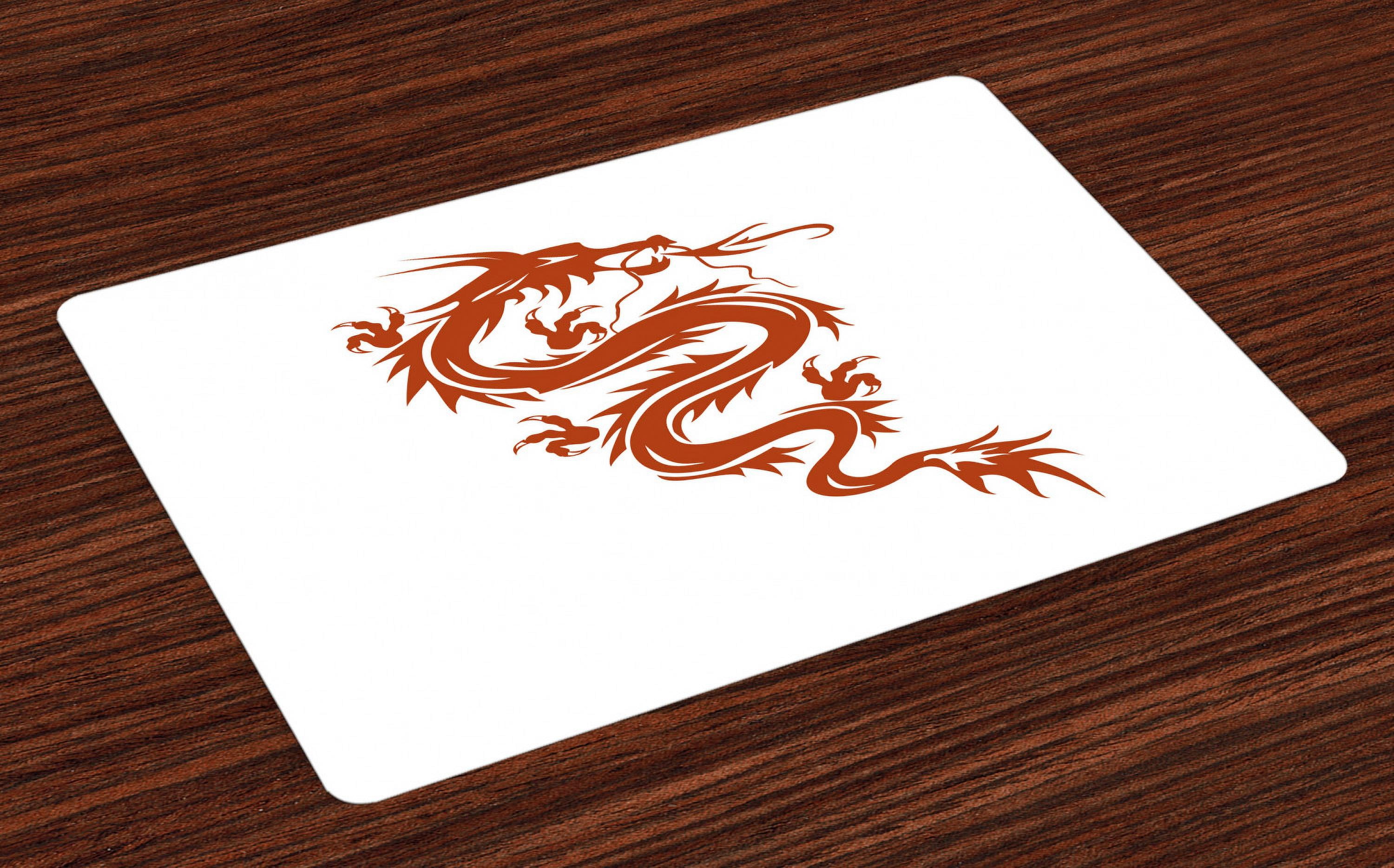 Ambesonne Dragon Place Mats Set of 4, Fantasy Fiery Character Art ...
