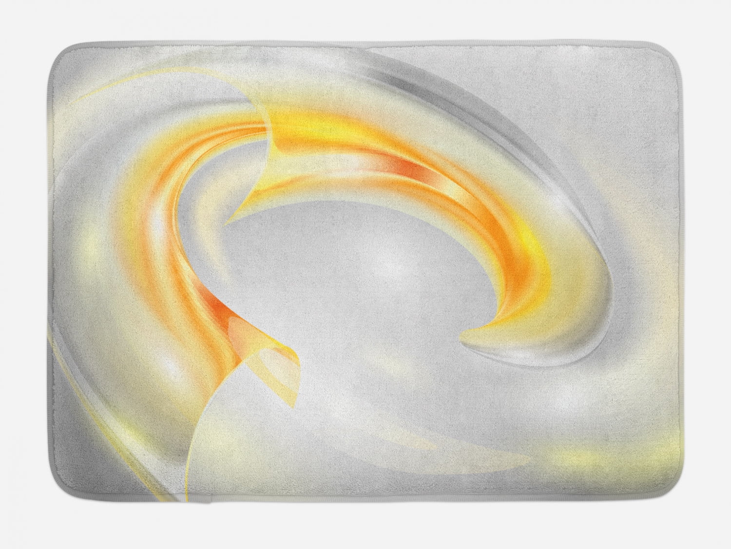 Grey and Yellow Bath Mat, Abstract Modern Futuristic Wavy Image Ombre ...