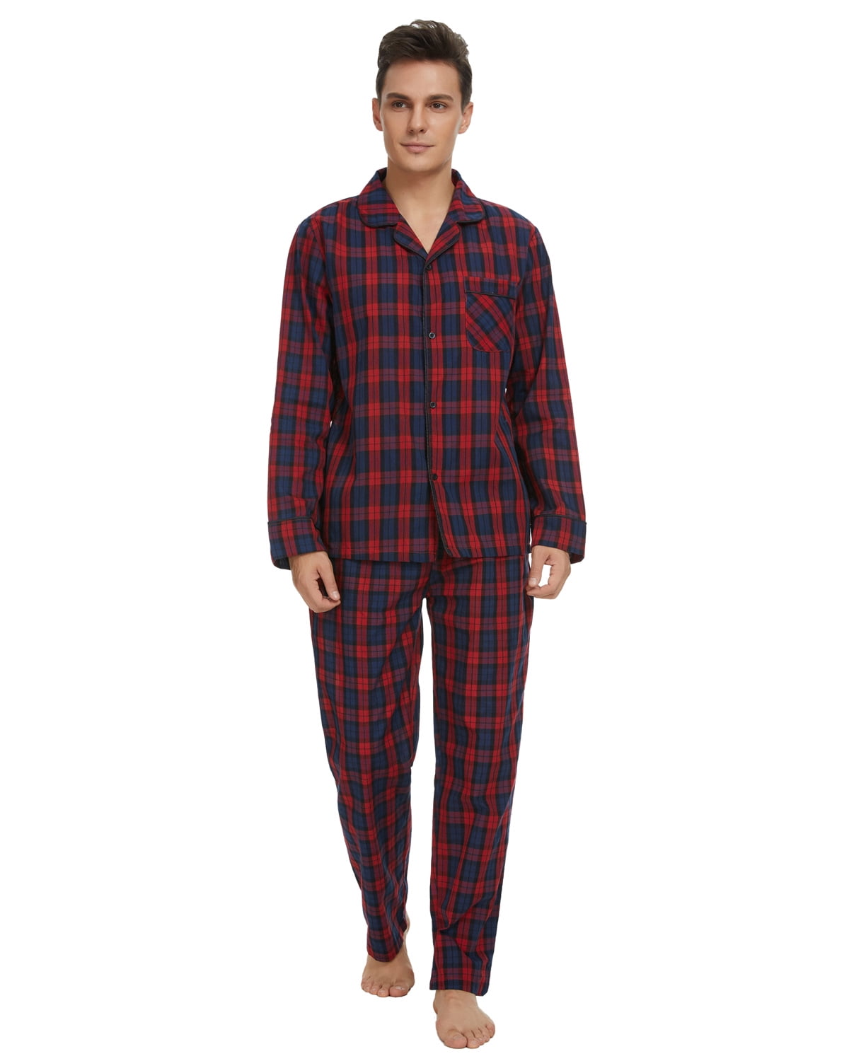 MintLimit Mens Pajama Set Cotton Long Sleeve Sleepwear Button Down ...